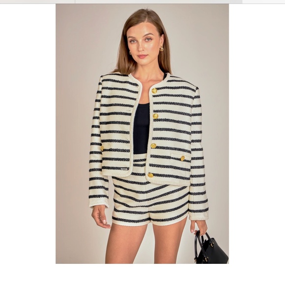 English Factory | Jackets & Coats | English Factory Striped Tweed Jacket | Poshmark